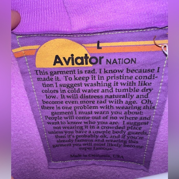 Aviator Nation | Tops | Aviator Nation Purple Hoodie With Rainbow Logo ...